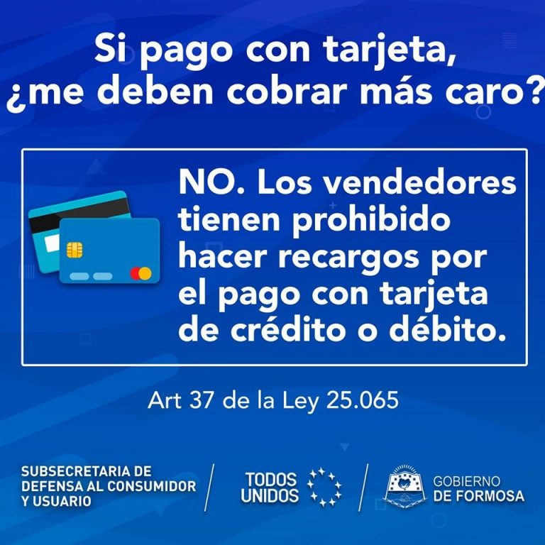 Recomiendan no aceptar recargos con el pago de tarjetas - NoticiasFormosa
